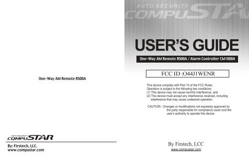 USER'S GUIDE - Compustar.com