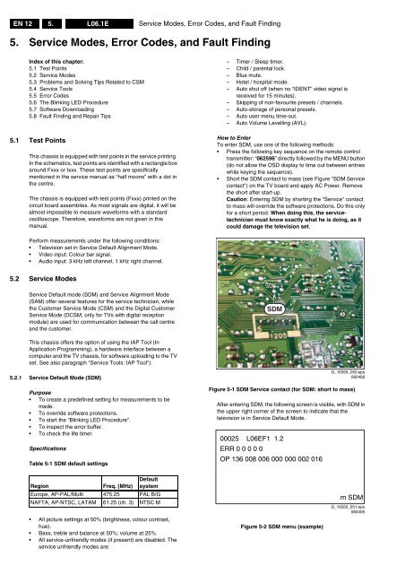5. Service Modes, Error Codes, and Fault Finding