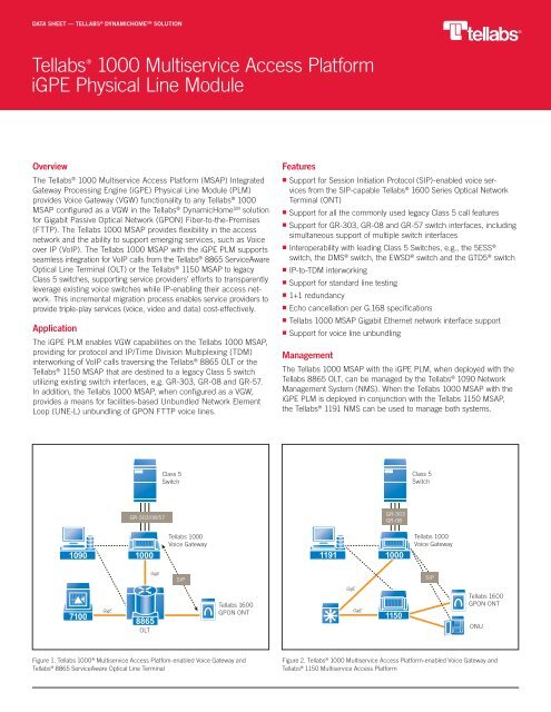Tellabs 1000 Multiservice Access Platform: iGPE Physical Line Module