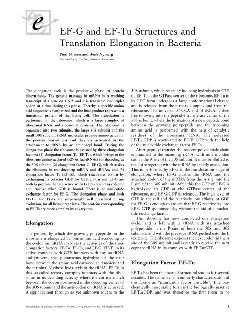 EF-G and EF-Tu Structures and Translation Elongation in Bacteria