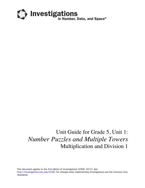 Number Puzzles and Multiple Towers - Investigations - TERC