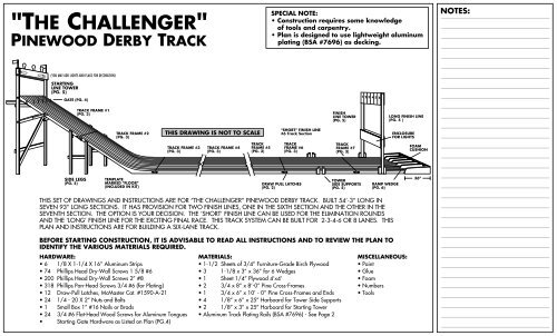 "Challenger" Pinewood Derby Track Plans - GrandPrix Race Central