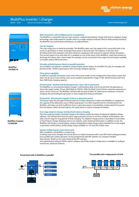 MultiPlus inverter/charger 800VA - 5kVA 230V - Victron Energy