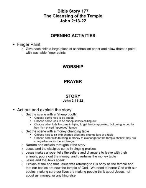 Bible Story 177 The Cleansing of the Temple John 2:13-22 ...