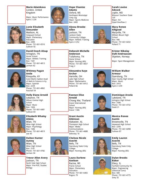 New Student Record - Union University