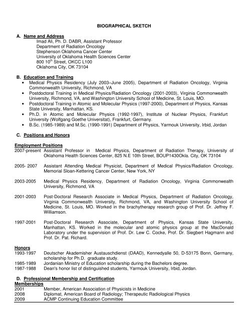 Biosketch - OU Medicine