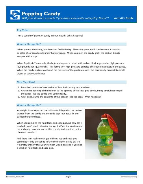 Activity: Popping Candy - Sciencenter