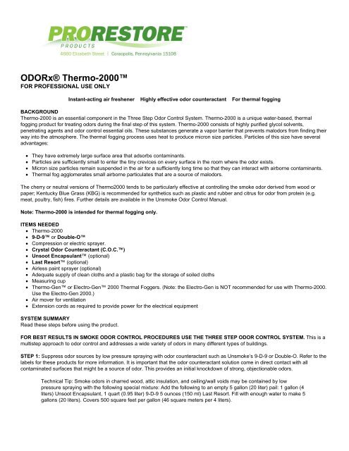 Thermo-2000 User Guide - ProRestore Products