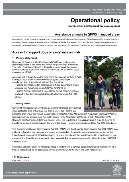 Can Assistance Dogs Go Into National Parks