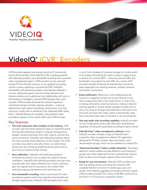 VideoIQ VIQ-E1016 Video servers (IP transmission) product datasheet