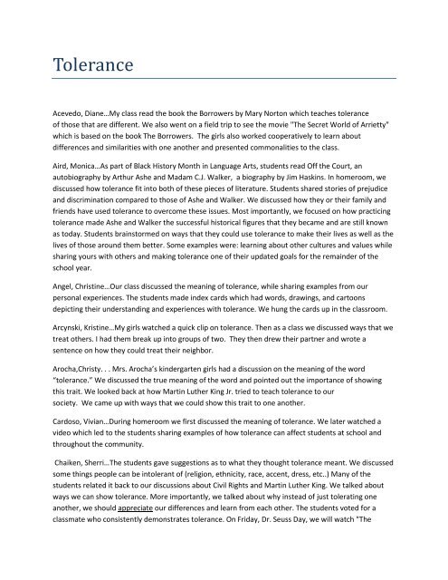 Examples Of Intolerance