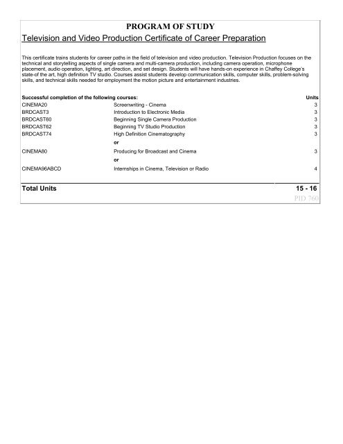PROGRAM OF STUDY Televisi