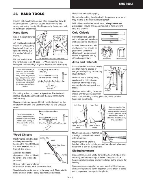 Construction Health & Safety Manual Ch 36: Hand Tools