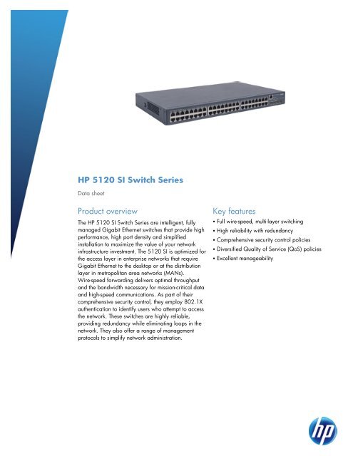 HP 5120 SI Switch Series - HP Networking