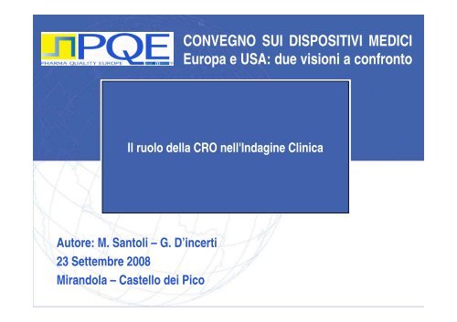 Il ruolo della CRO nell'Indagine Clinica - Pharma Quality Europe, Srl