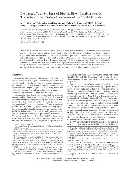 Biomimetic Total Synthesis of Bisorbicillinol, Bisorbibutenolide ...
