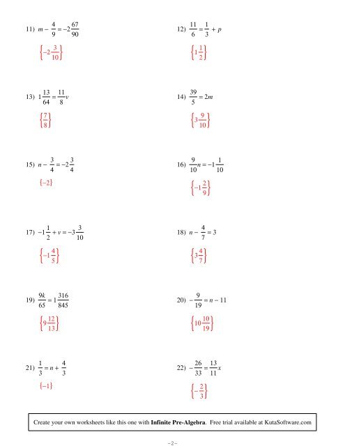 Two Step Equations With Fractions Worksheet Kuta - Tessshebaylo