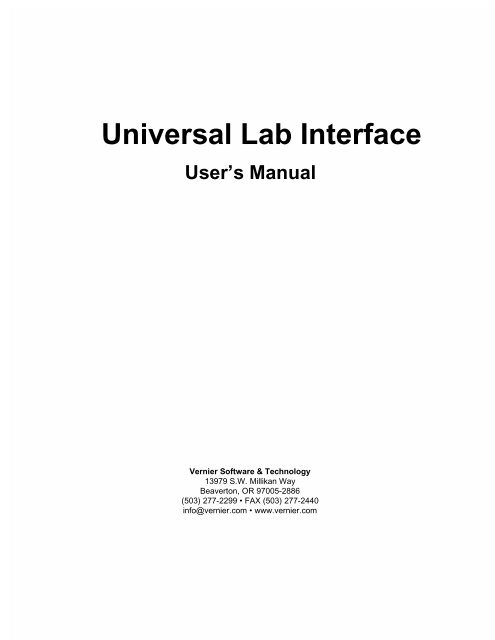 Universal Lab Interface - Vernier Software & Technology