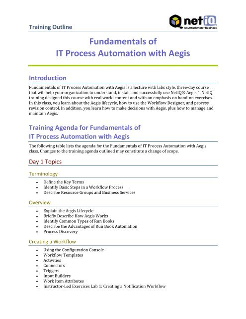 Fundamentals Of It Process Automation With Aegis Netiq