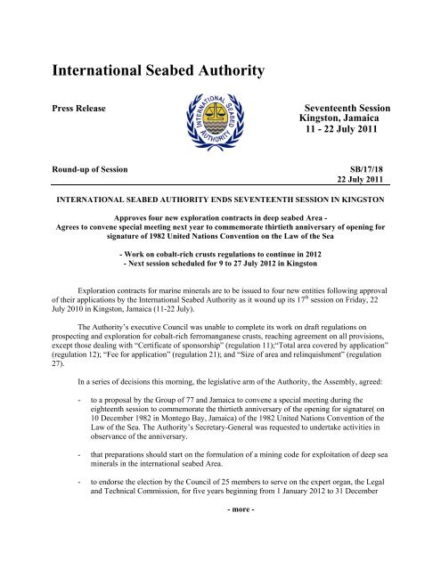 SB/17/18 - International Seabed Authority