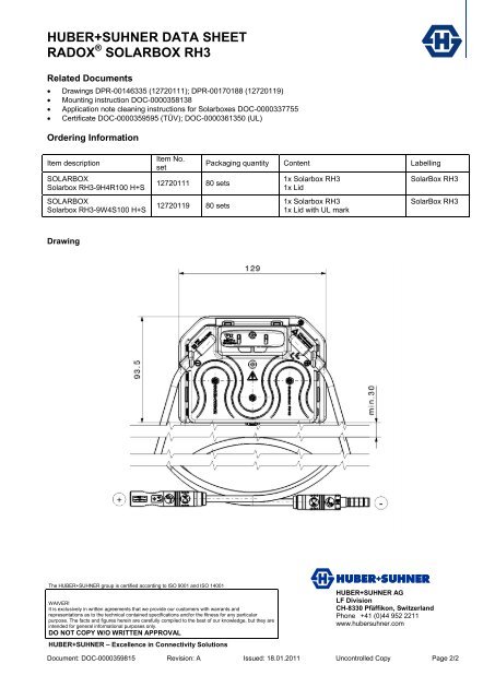 HUBER+SUHNER DATA SHEET R
