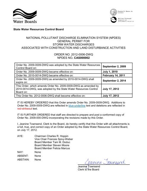 Order 2012-0006-DWQ - State Water Resources Control Board