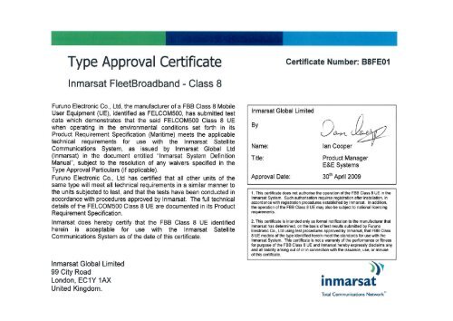 Type Approval Certiï¬ cate