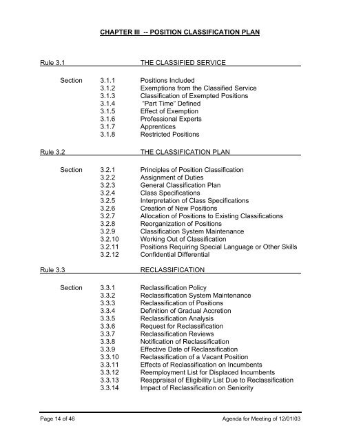 CHAPTER III -- CLASSIFICATION OF EMPLOYEES AND POSITIONS