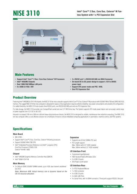 NISE 3110 Nexcom PC Box Fanless