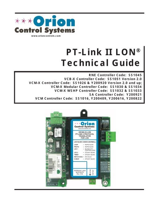 PT-Link II LONÃ‚Â® Technical Guide - Orion Control Systems