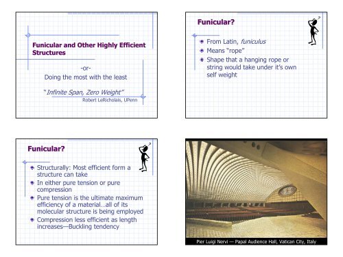 Funicular and Other Highly Efficient Structures