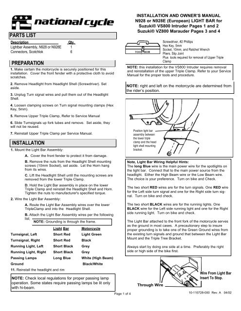 Light Bar - National Cycle, Inc.