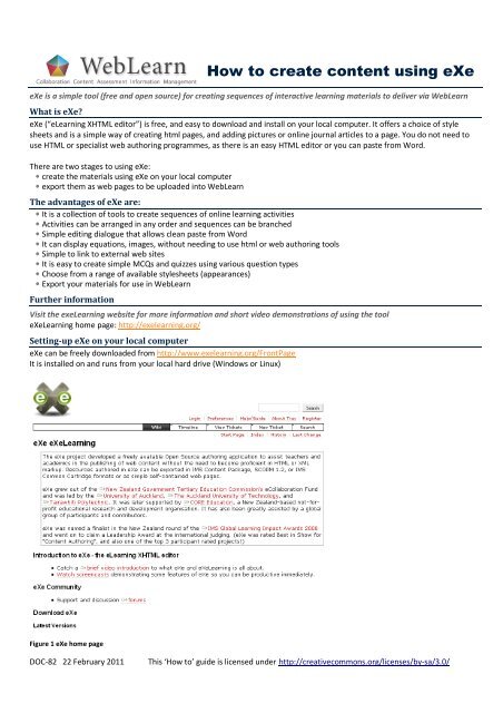 How to create content using eXe