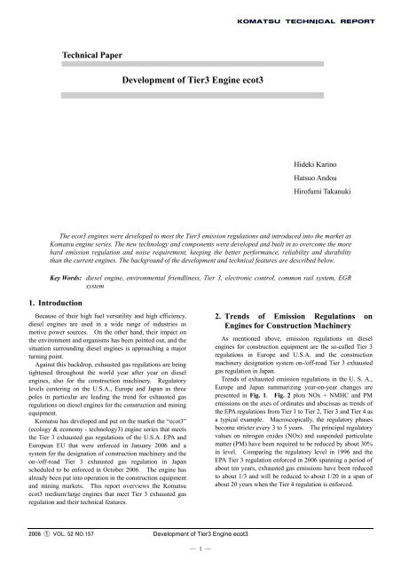 Development of Tier3 Engine ecot3 - Komatsu