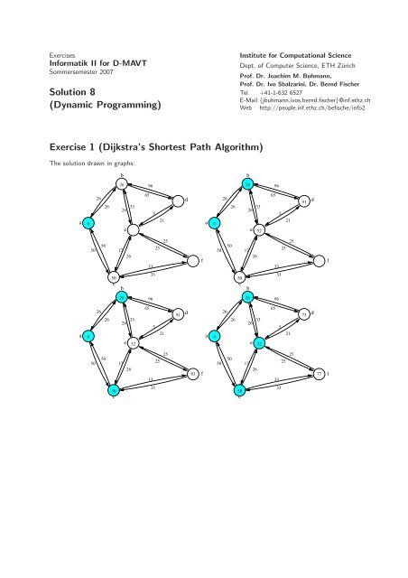 Solution 8 (Dynamic Programming) Exercise 1 ... - ETH ZÃ¼rich
