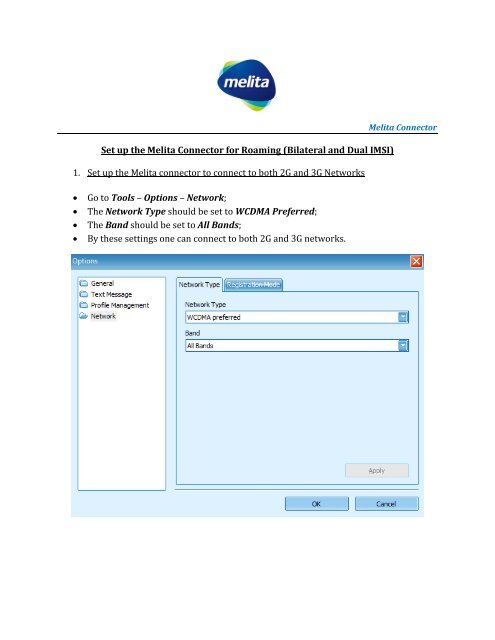 Set up the Melita Connector for Roaming (Bilateral and Dual IMSI) 1 ...