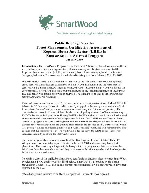 Koperasi Hutan Jaya Lestari (KHJL) - Rainforest Alliance