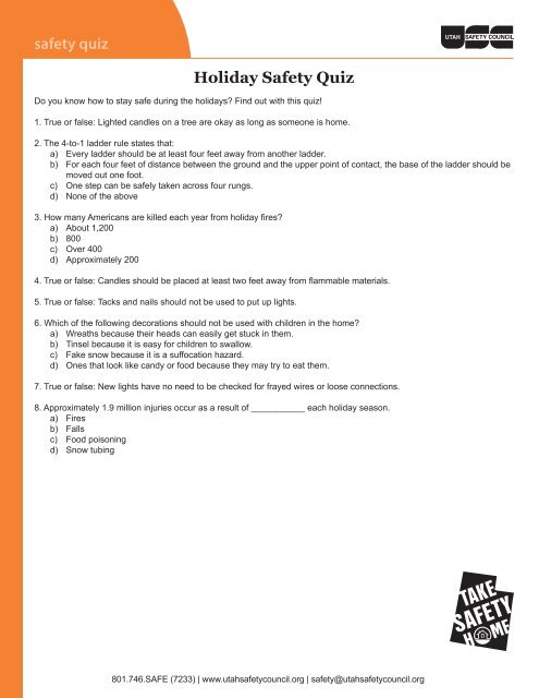 Holiday Safety Quiz - Utah Safety Council