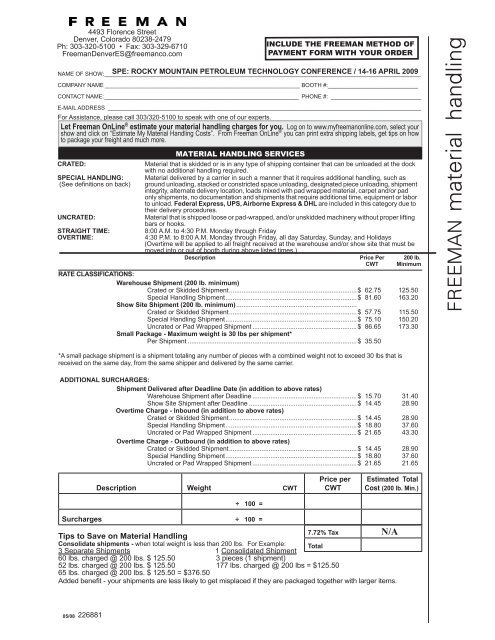 Material Handling Order Form