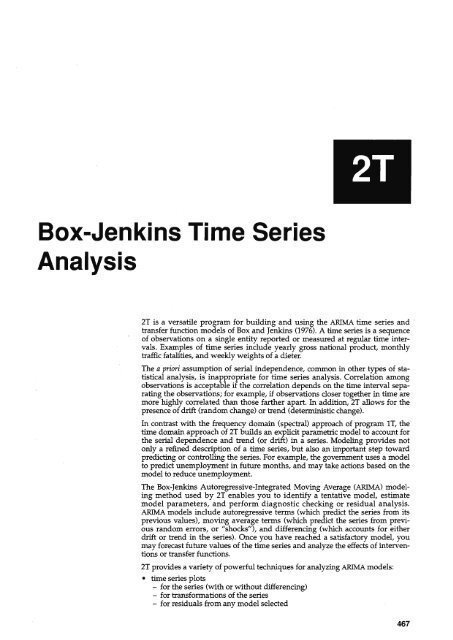 Box-Jenkins Time Series Analysis - Statistical Solutions