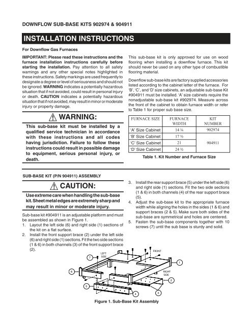 708895-0 G7 Sub-Base Kit.indd - Nordyne