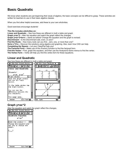 We Wrote These Eactivities For Classpad Os Ver2 Casio 9423