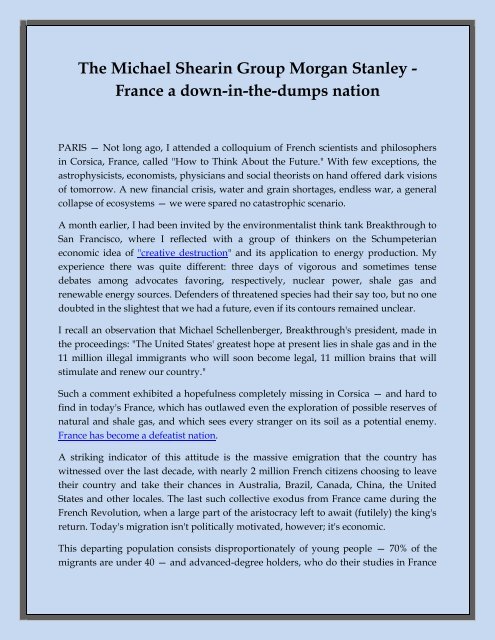 The Michael Shearin Group Morgan Stanley - France a down-in-the-dumps ...