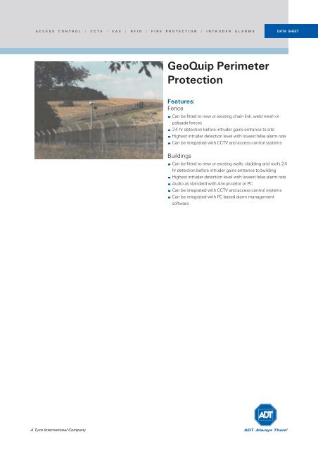 GeoQuip Perimeter Protection - ADT UK Branded Datasheet