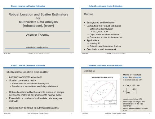 Robust Location and Scatter Estimators for Multivariate Data ...
