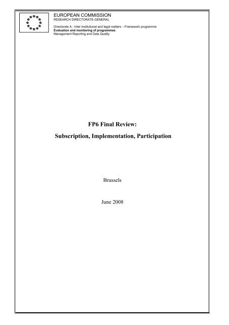 FP6 Final review - European Commission