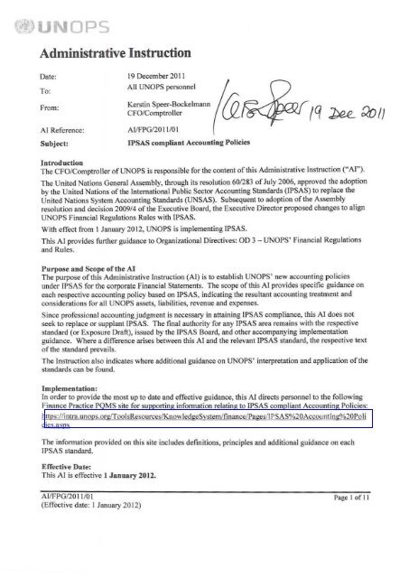 IPSAS compliant Accounting Policies - UNOPS