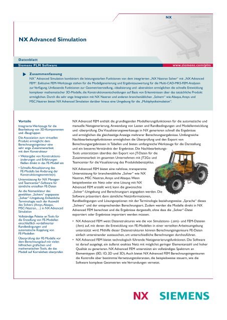 NX Advanced Simulation (German) - PBU CAD-Systeme