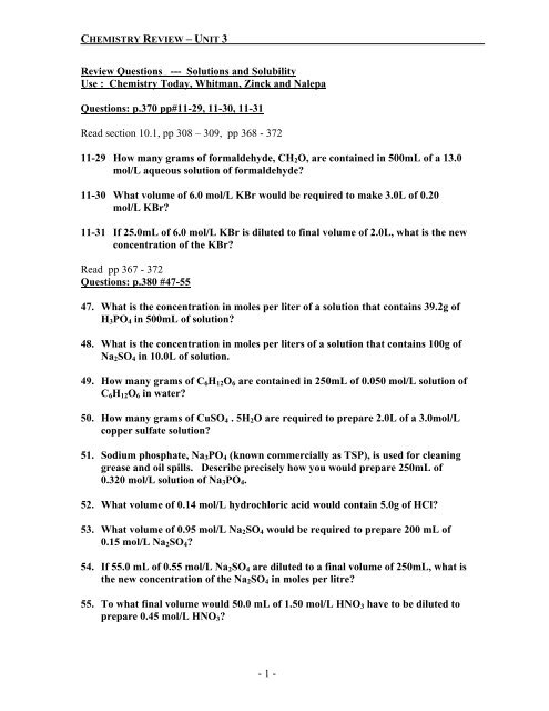 Solutions- Review Questions - Savita Pall and Chemistry