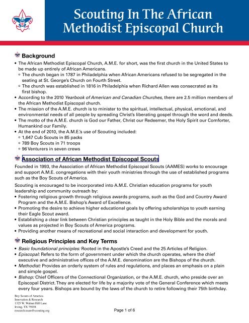 Scouting In The African Methodist Episcopal Church - Boy Scouts of ...